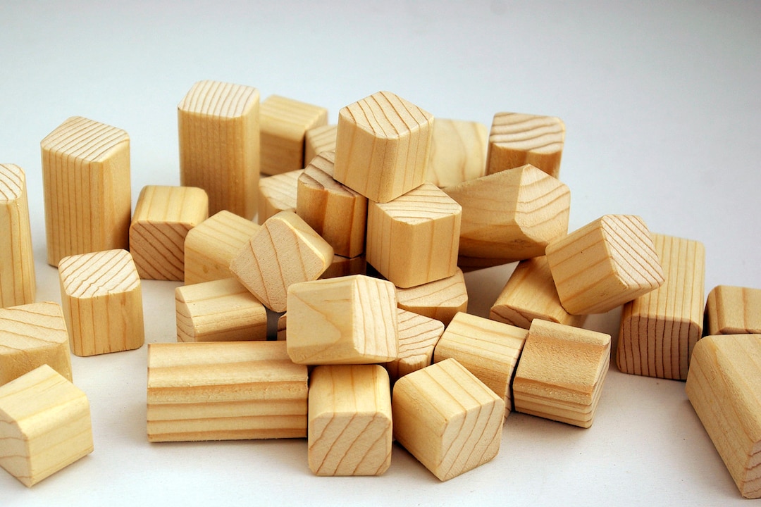 30 Pine Wooden Blocks, Wooden Cubes With Rounded Corners, Small Wooden ...