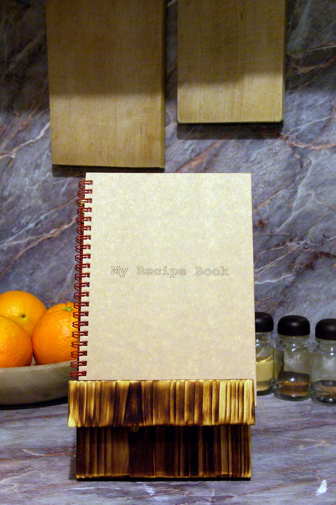 Rustic Burnt Wooden Cookbook Stand Wooden Recipe Book Holder | Etsy