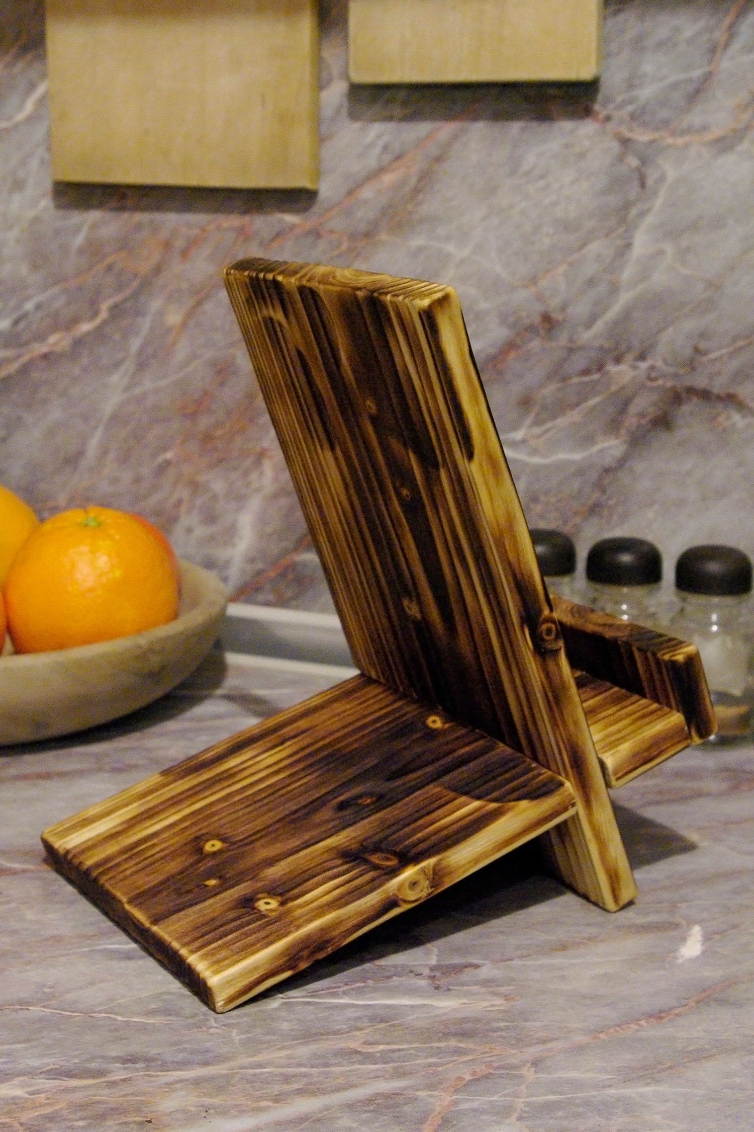 Rustic Burnt Wooden Cookbook Stand Wooden Recipe Book Holder | Etsy