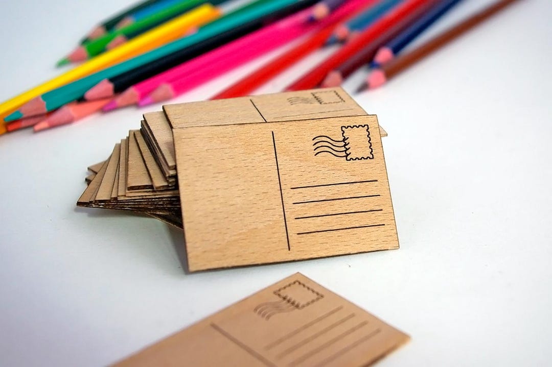 25 Mini Beech Veneer Postcards, Postcards Size 6х4 Cm, Thick 0.90 Mm ...