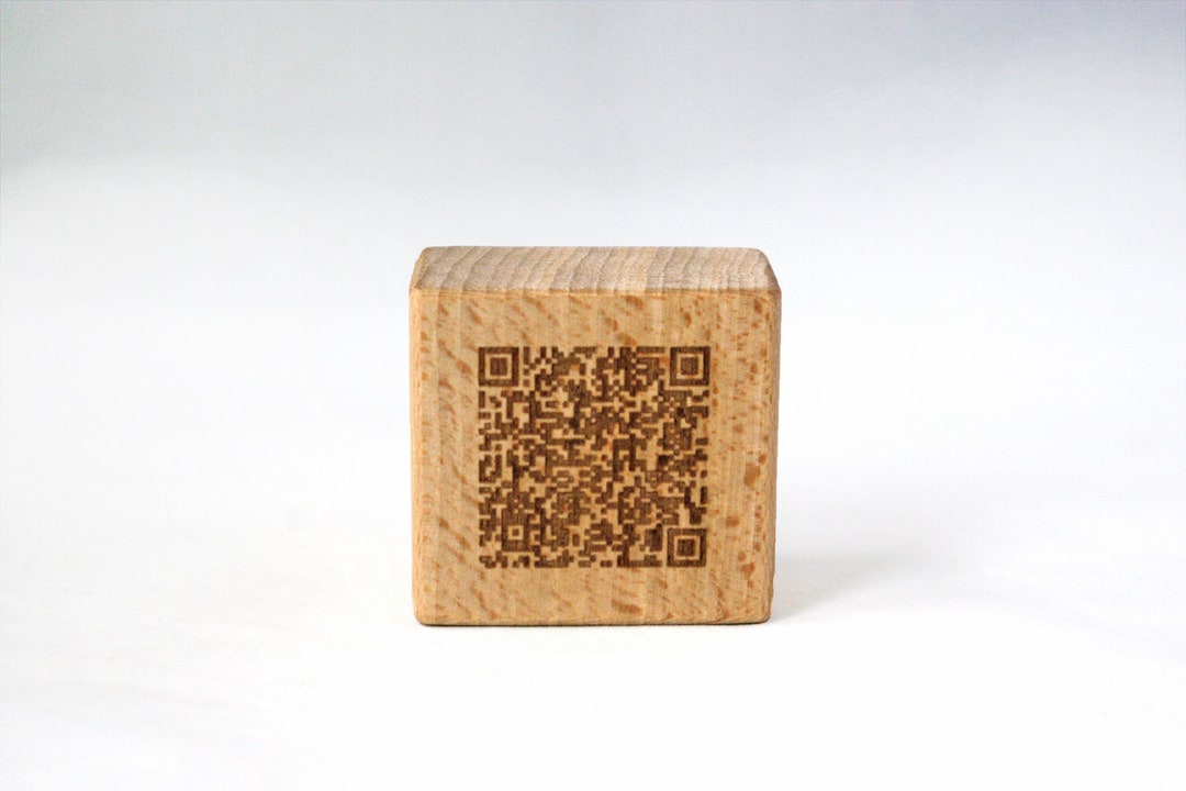 Set of 6 Beech QR Code Blocks, Custom QR Code Sign, Wifi Qr Code Wood ...
