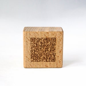 Set of 6 Beech QR Code Blocks, Custom QR Code Sign, Wifi QR Code ...