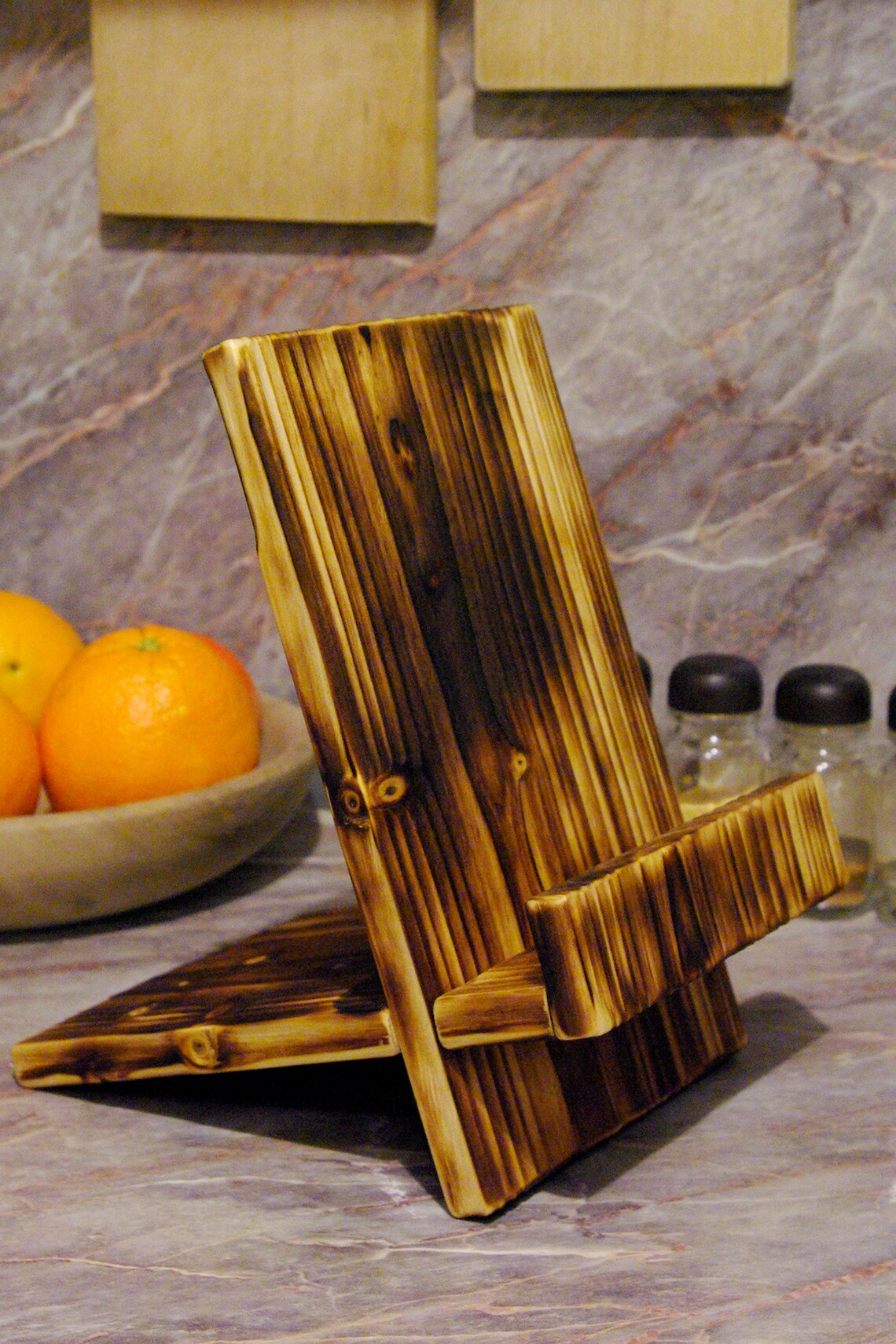 Rustic Burnt Wooden Cookbook Stand Wooden Recipe Book Holder | Etsy