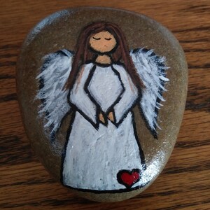 Hand Painted Angel Stone/religious/hope/spiritual/zen/yoga/painted Rock ...