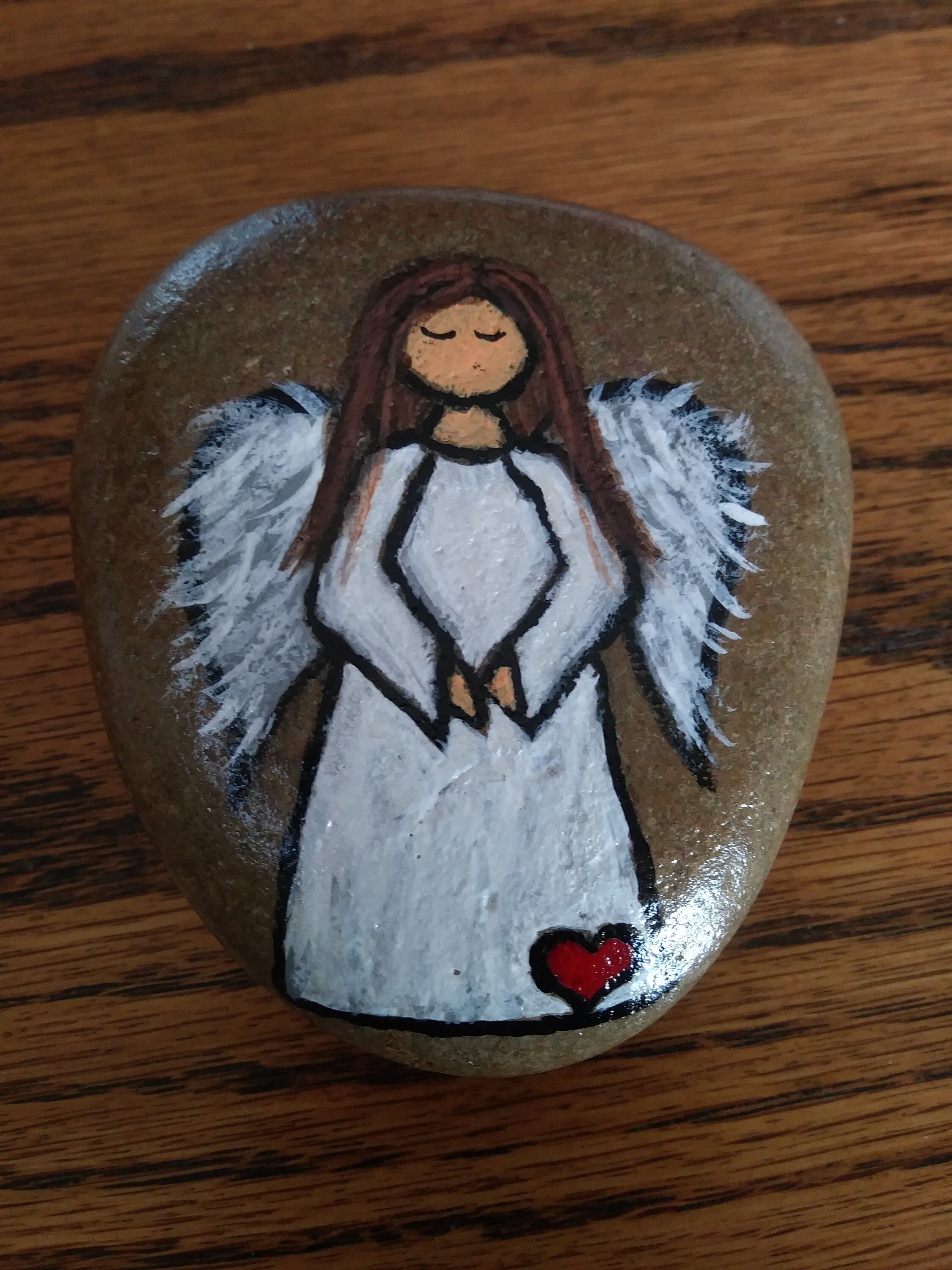 Hand Painted Angel Stone/religious/hope/spiritual/zen/yoga/painted Rock ...
