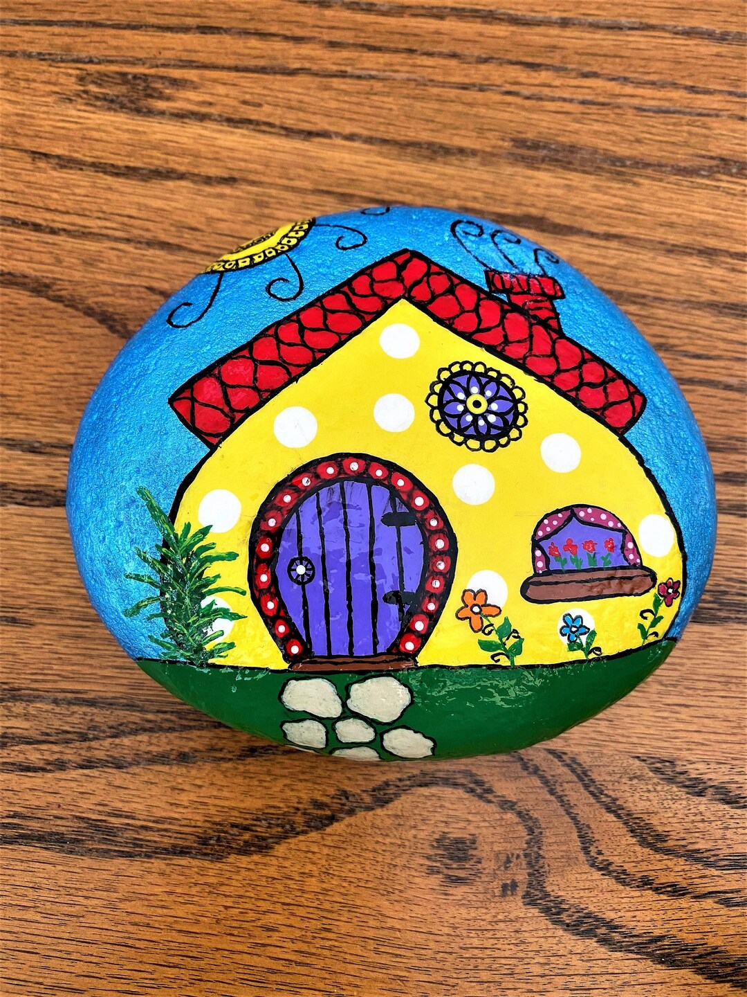 LARGE Painted Stone, Painted Rock, Gift, Home Decor, Paperweight ...