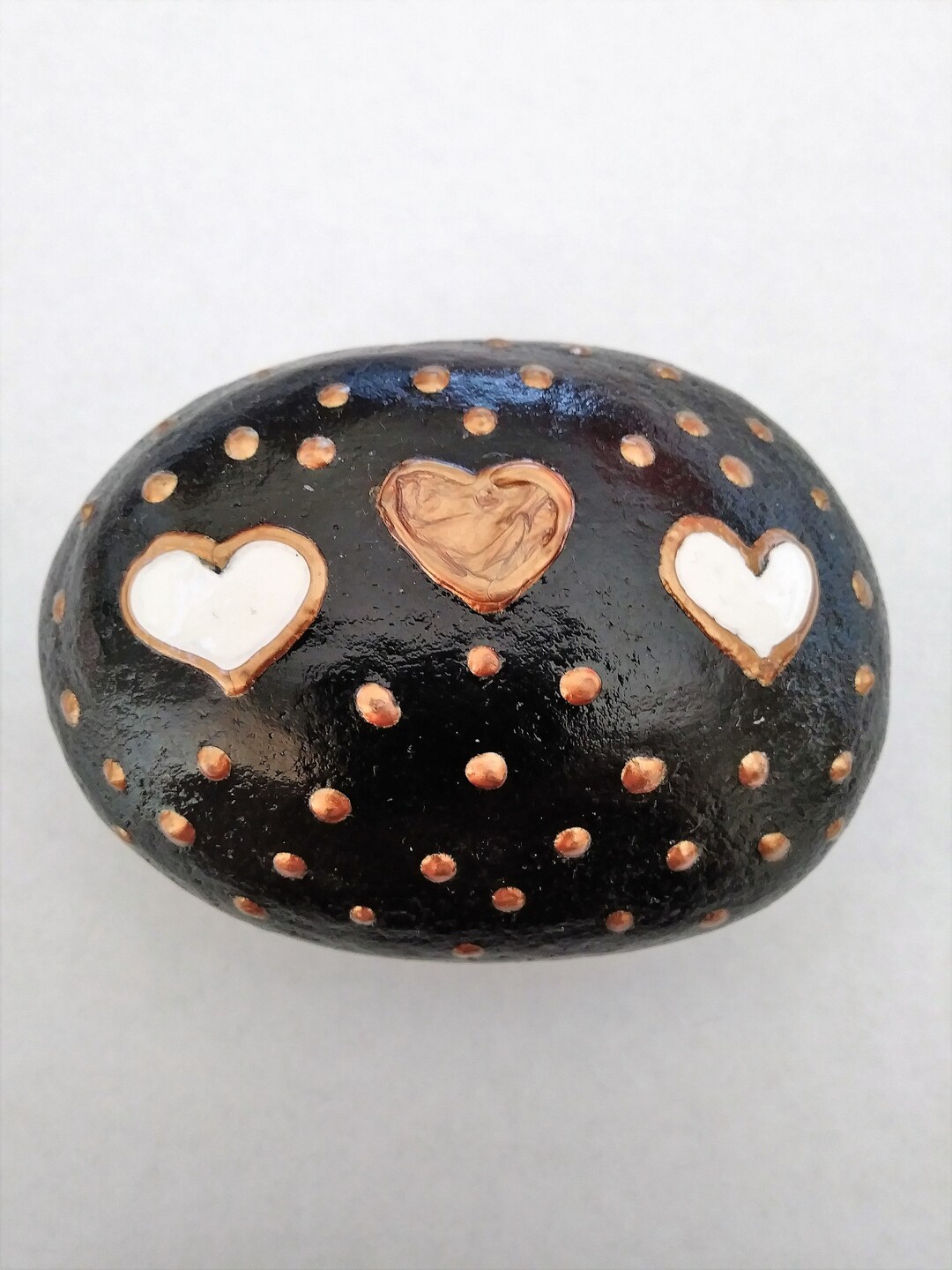 Hand Painted Heart Stone/3d/paperweight/dot Art/dotted Stone/rock Art ...