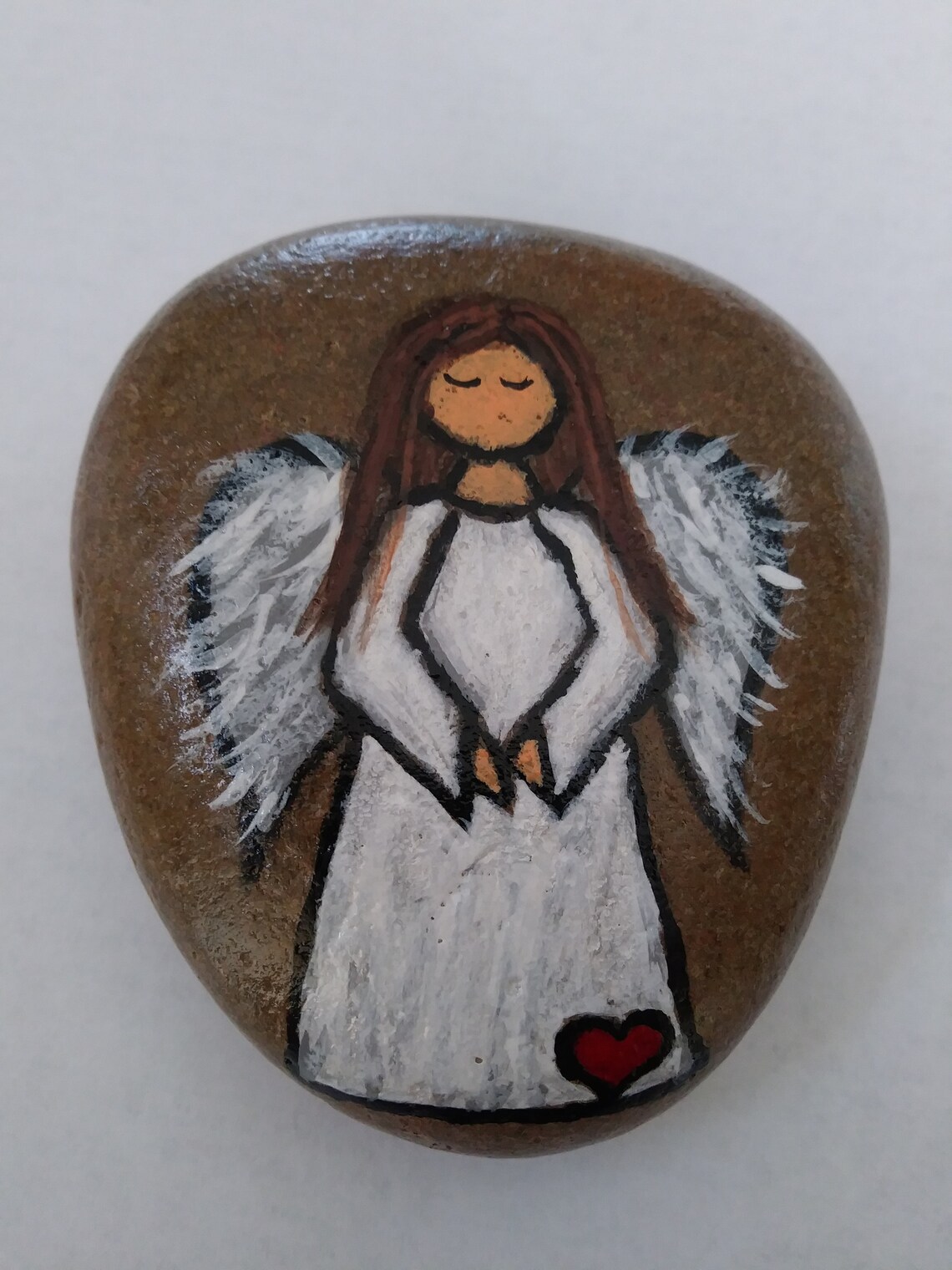 Hand Painted Angel Stone/religious/hope/spiritual/zen/yoga/painted Rock ...