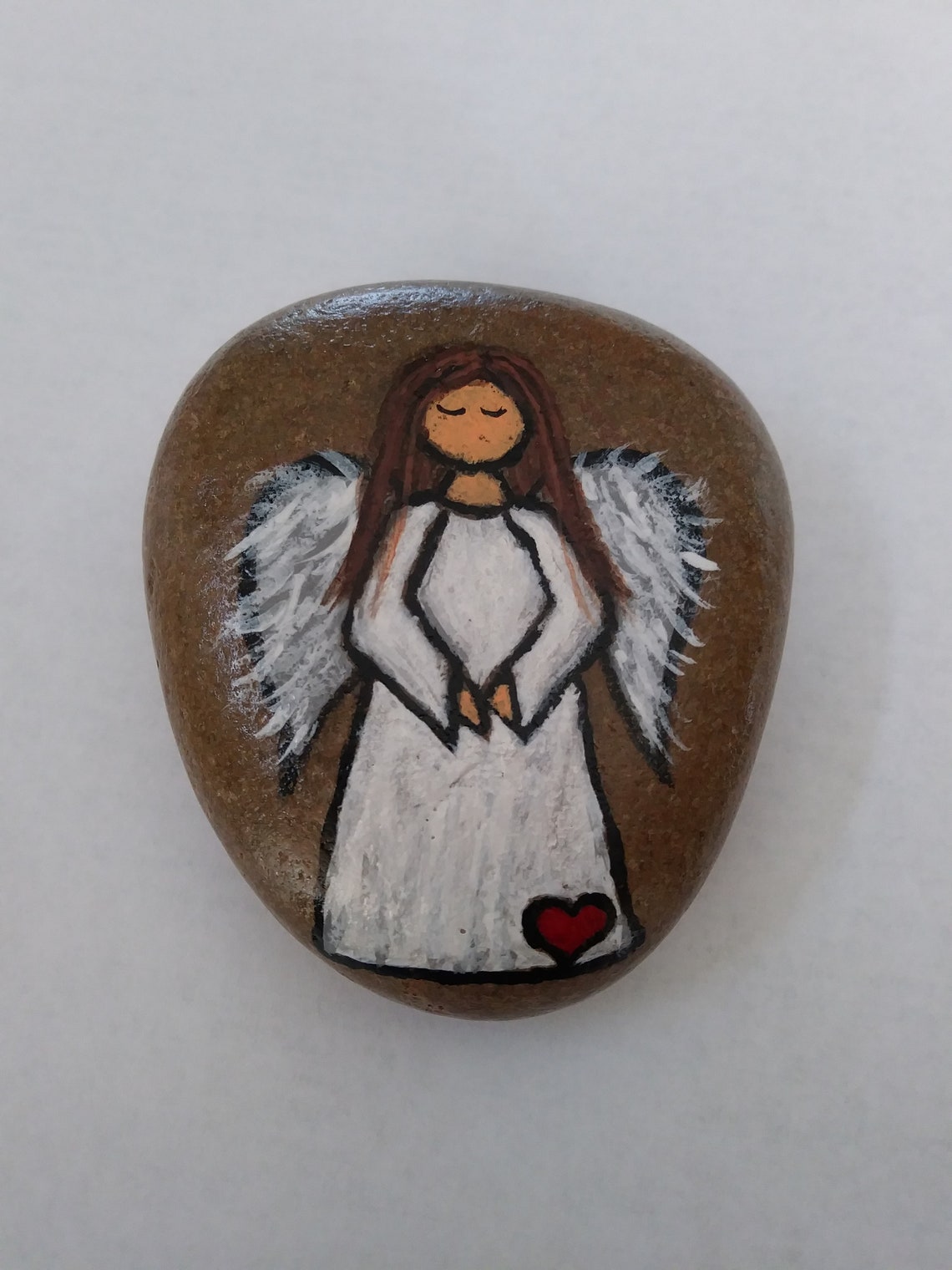 Hand Painted Angel Stone/religious/hope/spiritual/zen/yoga/painted Rock ...