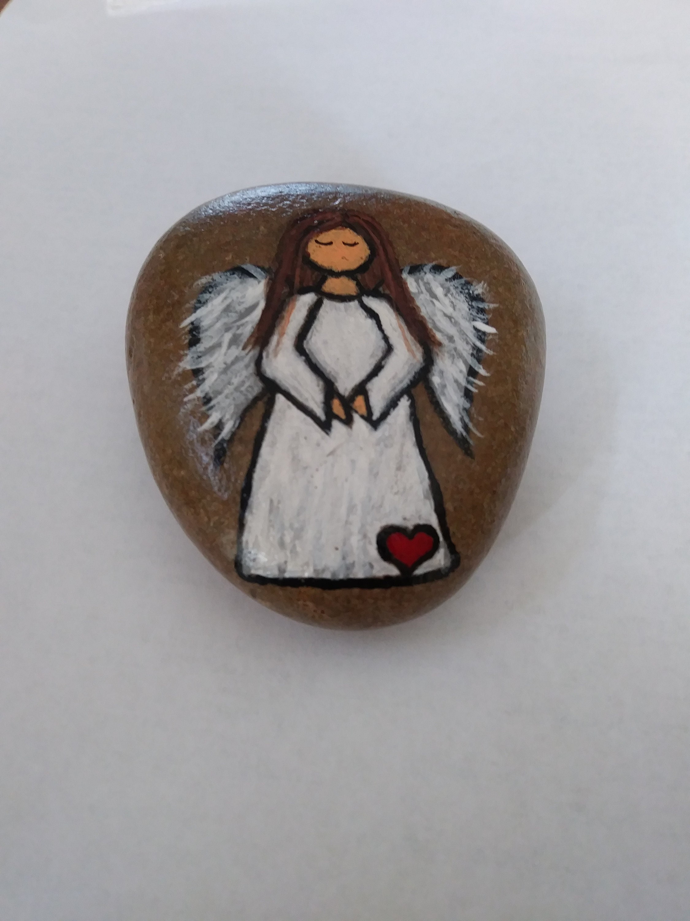 Hand Painted Angel Stone/religious/hope/spiritual/zen/yoga/painted Rock ...