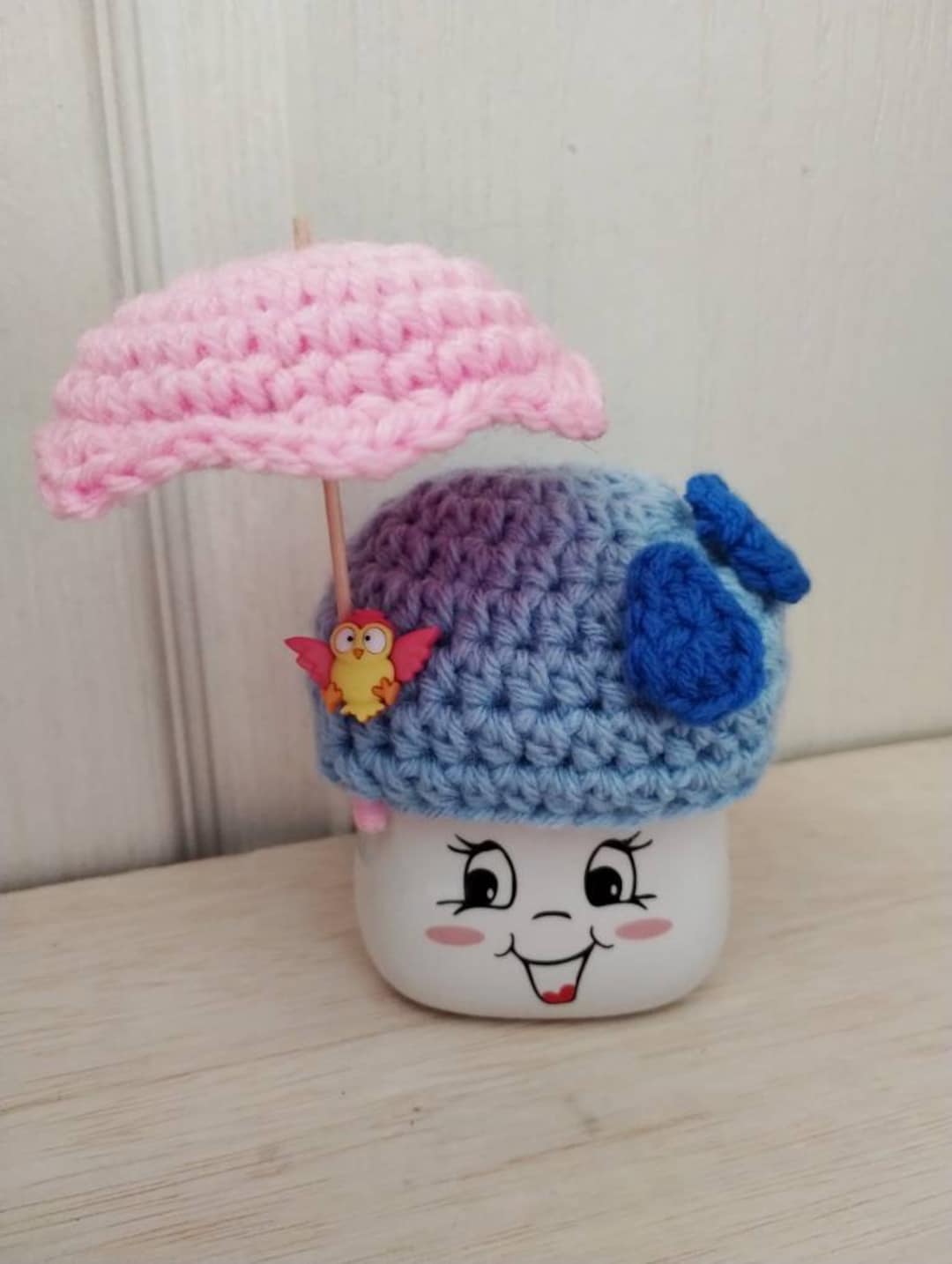 Crochet Umbrella Marshmallow Mug Hat, Lady Hat, Tier Tray Decor, Summer ...