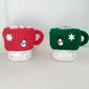Crochet Hot Cocoa Marshmallow Mug Hat, Milk and Cookies Mug Hat, Tiered ...