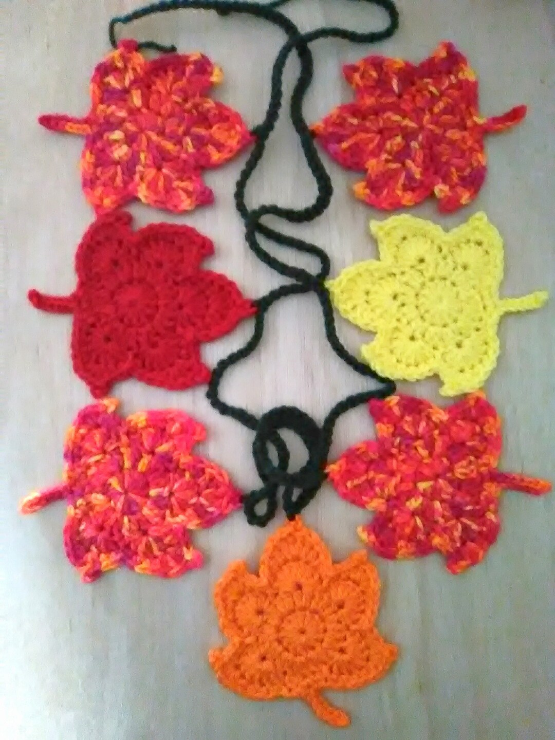 Fall Leaf Garland, Crochet Fall Maple Leaf Garland, Crochet Fall Leaf ...