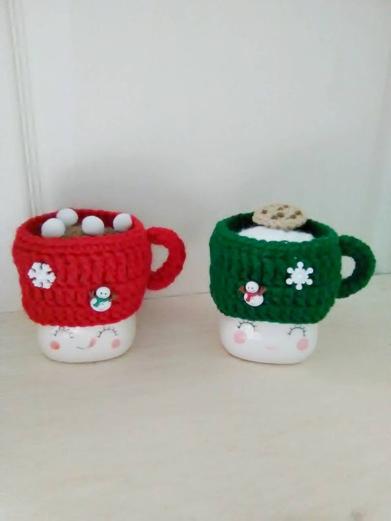 Crochet Hot Cocoa Marshmallow Mug Hat, Milk and Cookies Mug Hat, Tiered ...