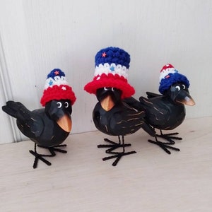Crochet One (1) Fourth of July Crow Hat, Tier Tray Decor, Uncle Sam Hat ...