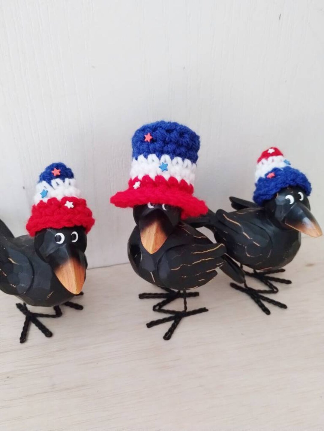 Crochet One (1) Fourth of July Crow Hat, Tier Tray Decor, Uncle Sam Hat ...