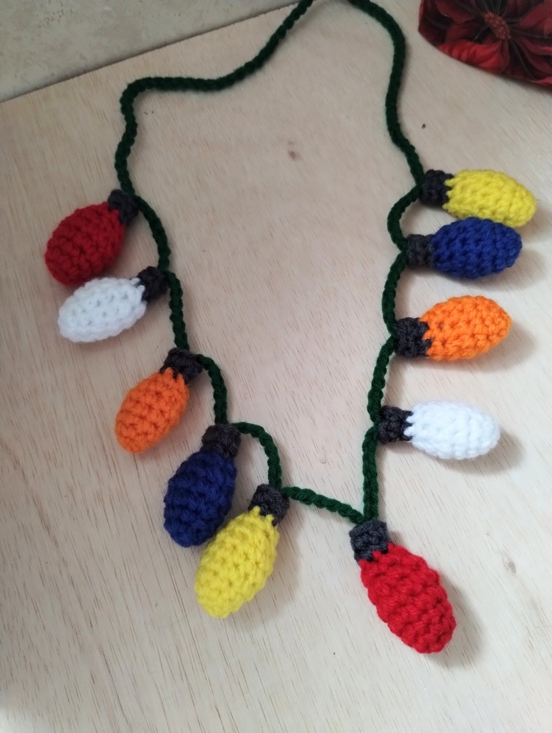 Christmas Light Garland Necklace, Crochet Lights, Crochet Christmas ...