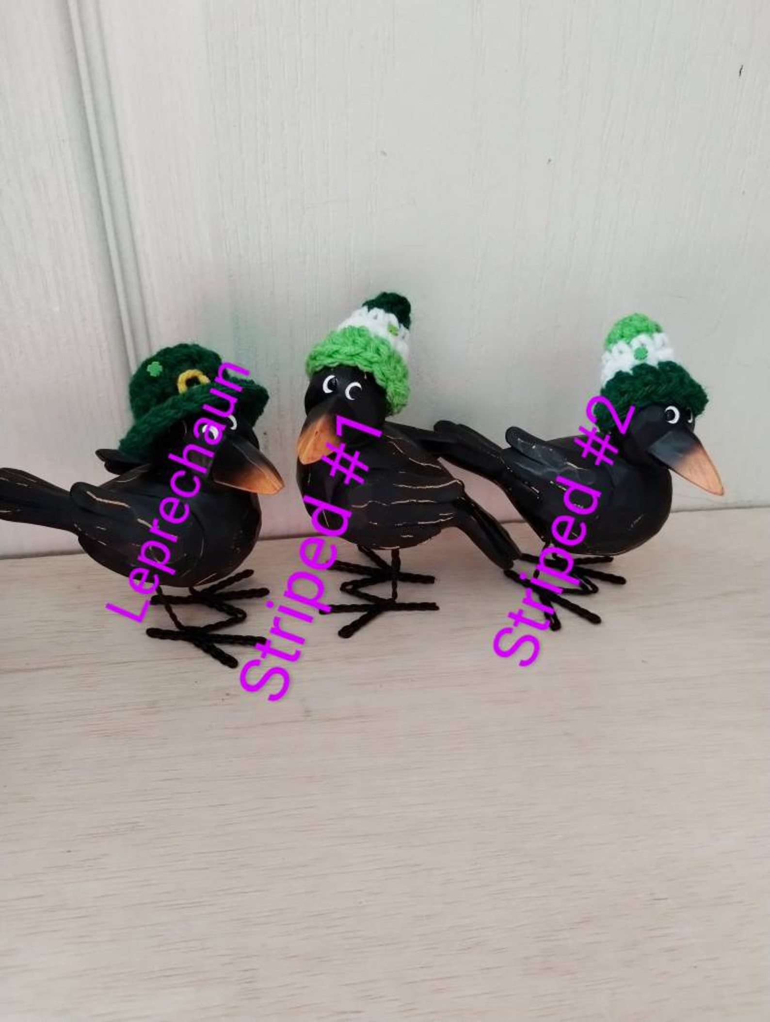 Crochet One (1) St Patrick's Day Crow Hat, Tier Tray Decor, Leprechaun ...