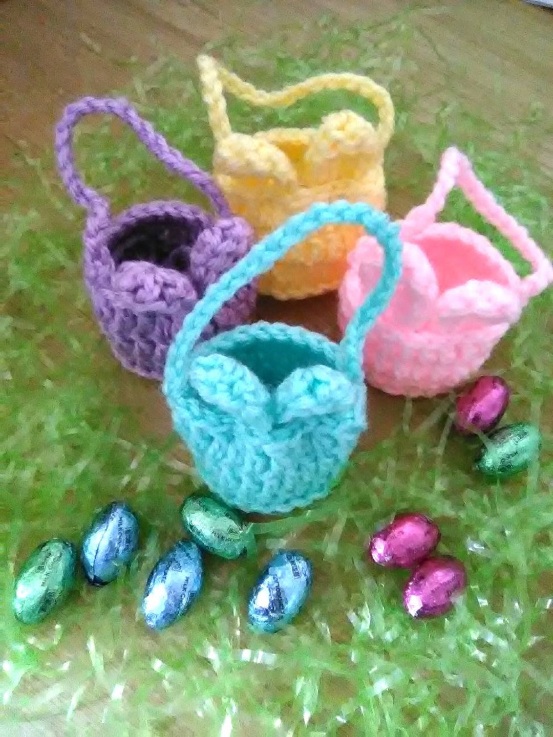 Crochet Easter Basket, Mini Basket, Bunny, Rabbit Ears, Easter Decor - Etsy