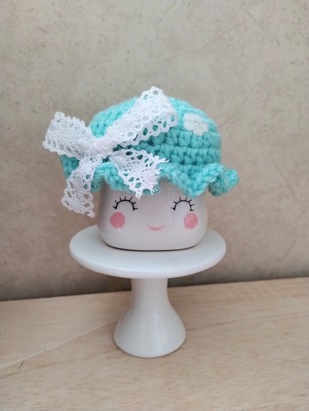 Crochet Spring Bonnet Marshmallow Mug Hat, Summer Hat, Spring, Flower ...