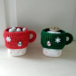 Crochet Hot Cocoa Marshmallow Mug Hat, Milk and Cookies Mug Hat, Tiered ...