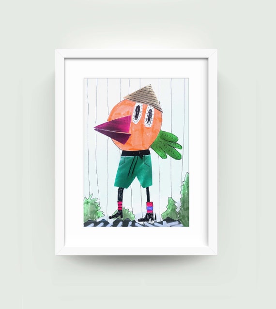 Birdman Original Illustration for Kids Room. Animal Series. | Etsy