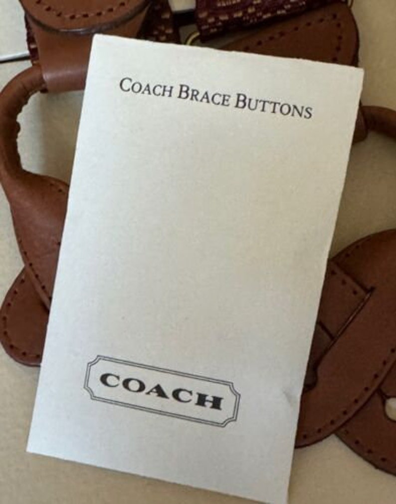 Coach Burgundy & Gold Basketweave Tan Leather Button Suspender Brace ...