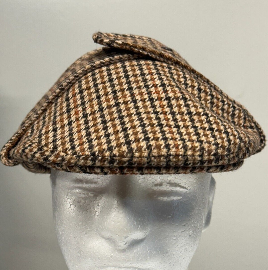 KANGOL Bugatti Tweed Great Britain Made Wool Flat Cap Ear Flaps TRAPPER ...