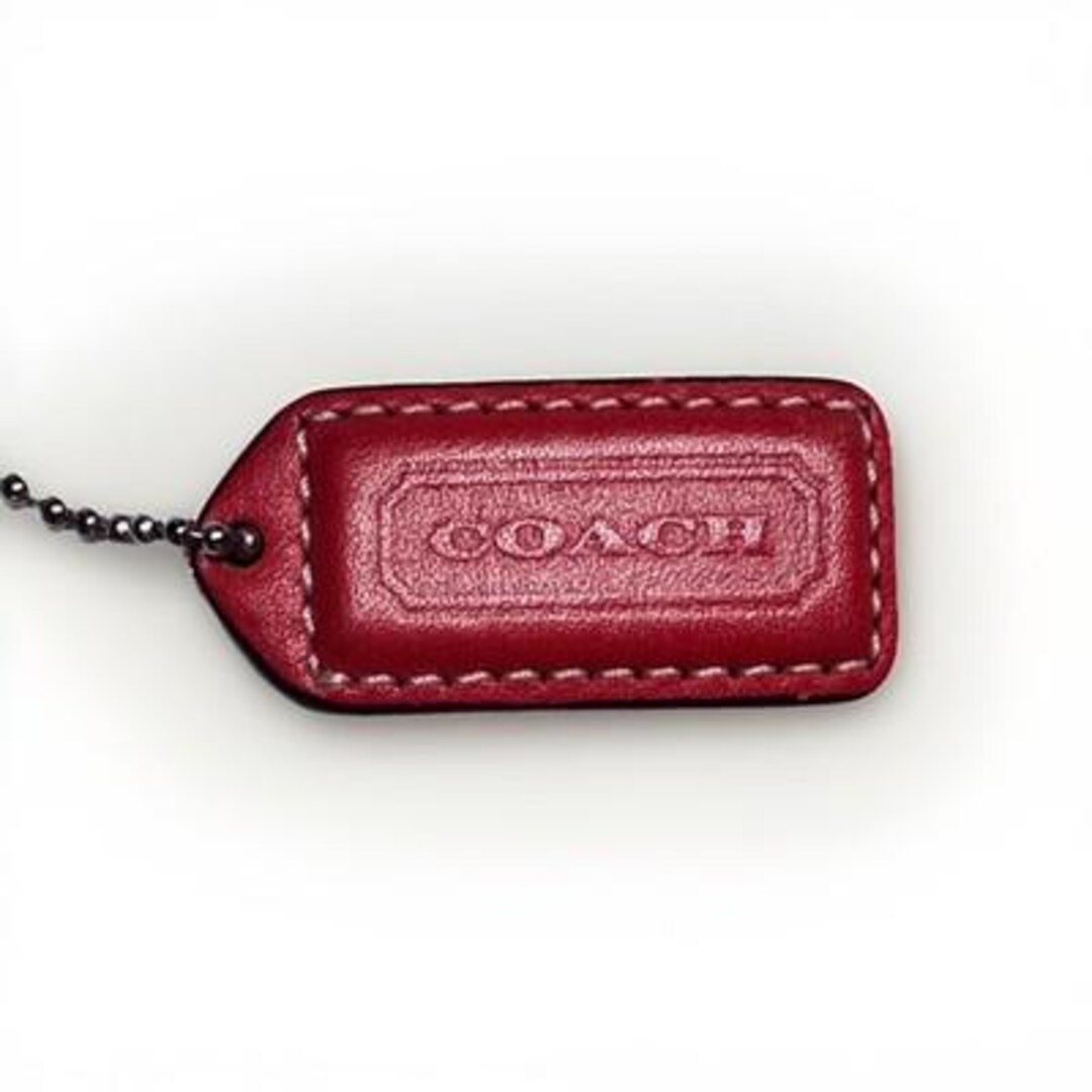 2" Y2K VINTAGE COACH Pink Tan Leather Nickel Fob Bag Charm Keychain ...