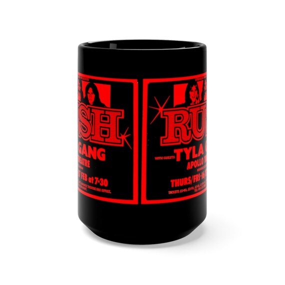 RUSH Apollo Theatre Glasgow Tour Poster Design Extra Large Black Mug ...