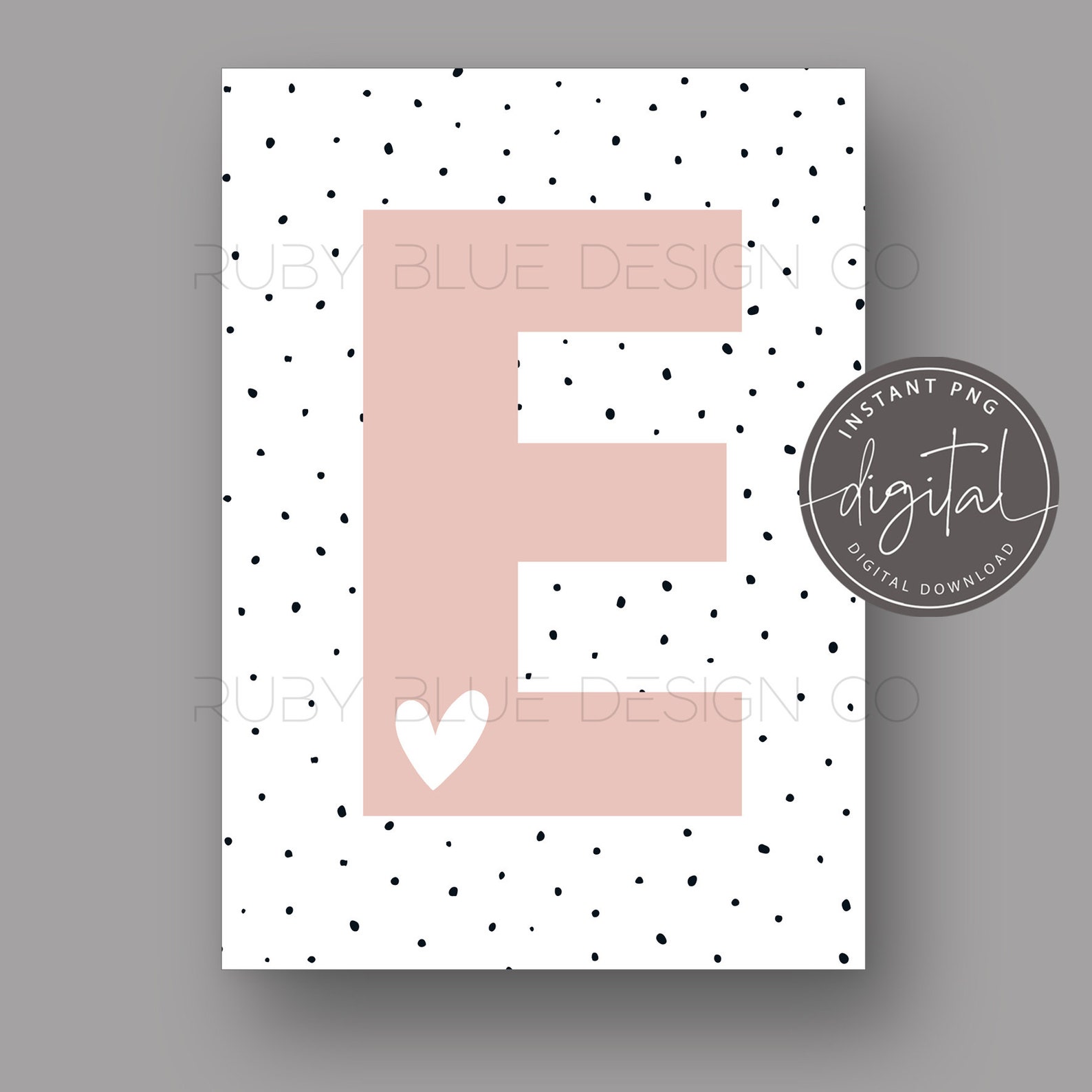 Pink Initial with Spotty Background PNG Nursery Letter E | Etsy