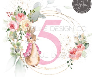 Flopsy Pink Peter Rabbit 1st Birthday PNG Peter Rabbit Floral | Etsy