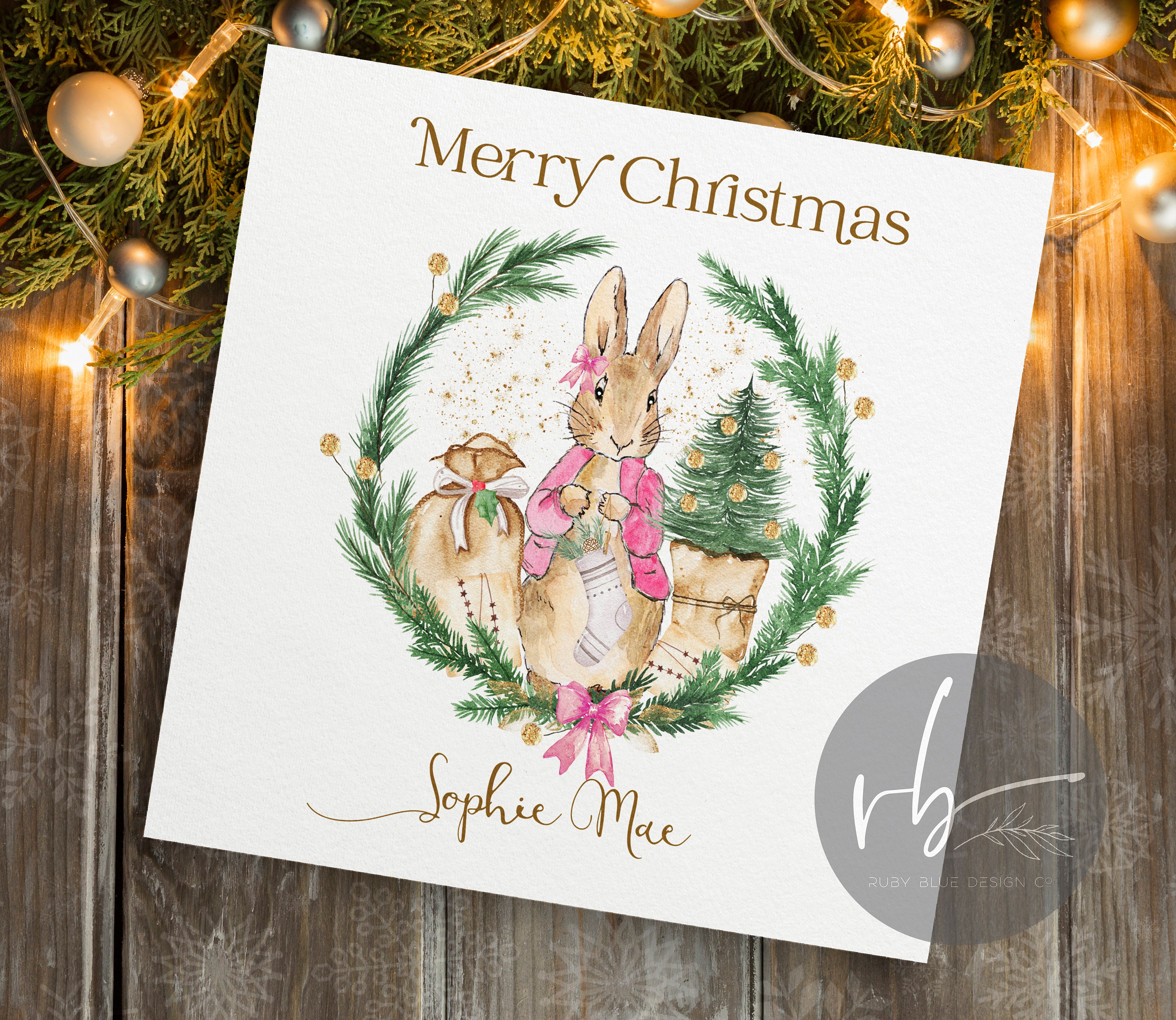 Flopsy Rabbit Christmas Card Personalised Peter Rabbit 1st - Etsy UK