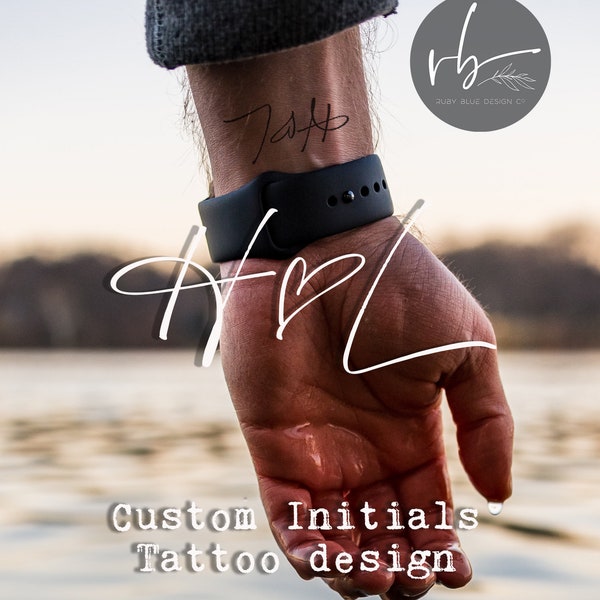 Initial Script Tattoo - Etsy