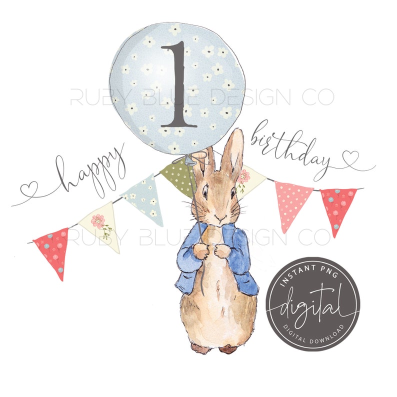 Peter Rabbit 1st Birthday PNG Peter Rabbit Balloon Bunting | Etsy UK