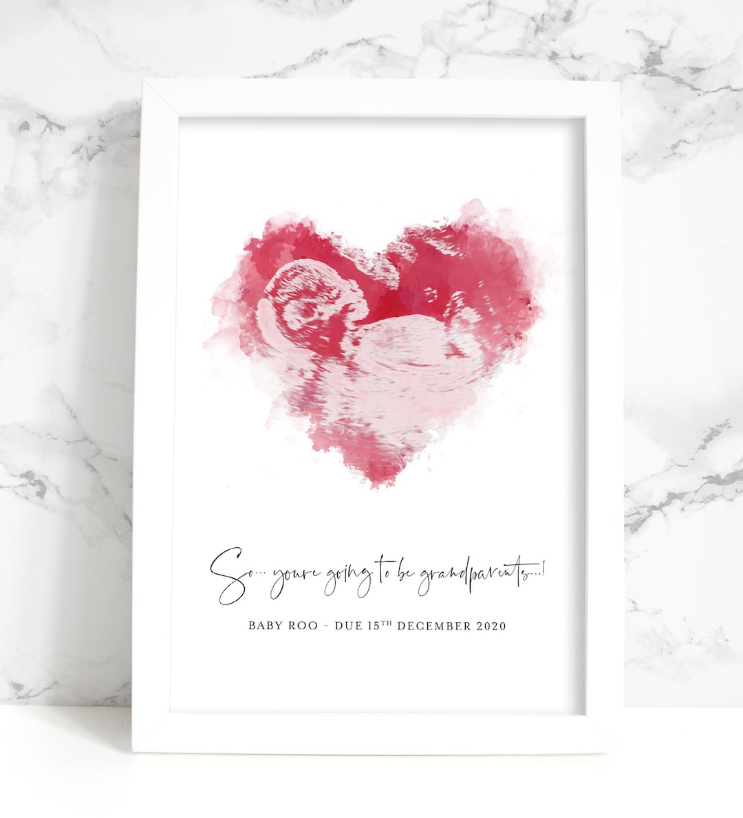 Personalised Baby Scan/ultrasound Watercolour Heart Print - Etsy UK