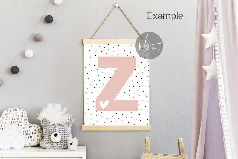 Pink Initial With Spotty Background PNG Nursery Letter Z | Etsy