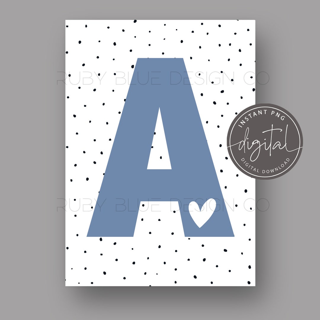 Blue Initial With Spotty Background PNG, Nursery Letter A Design, Card ...