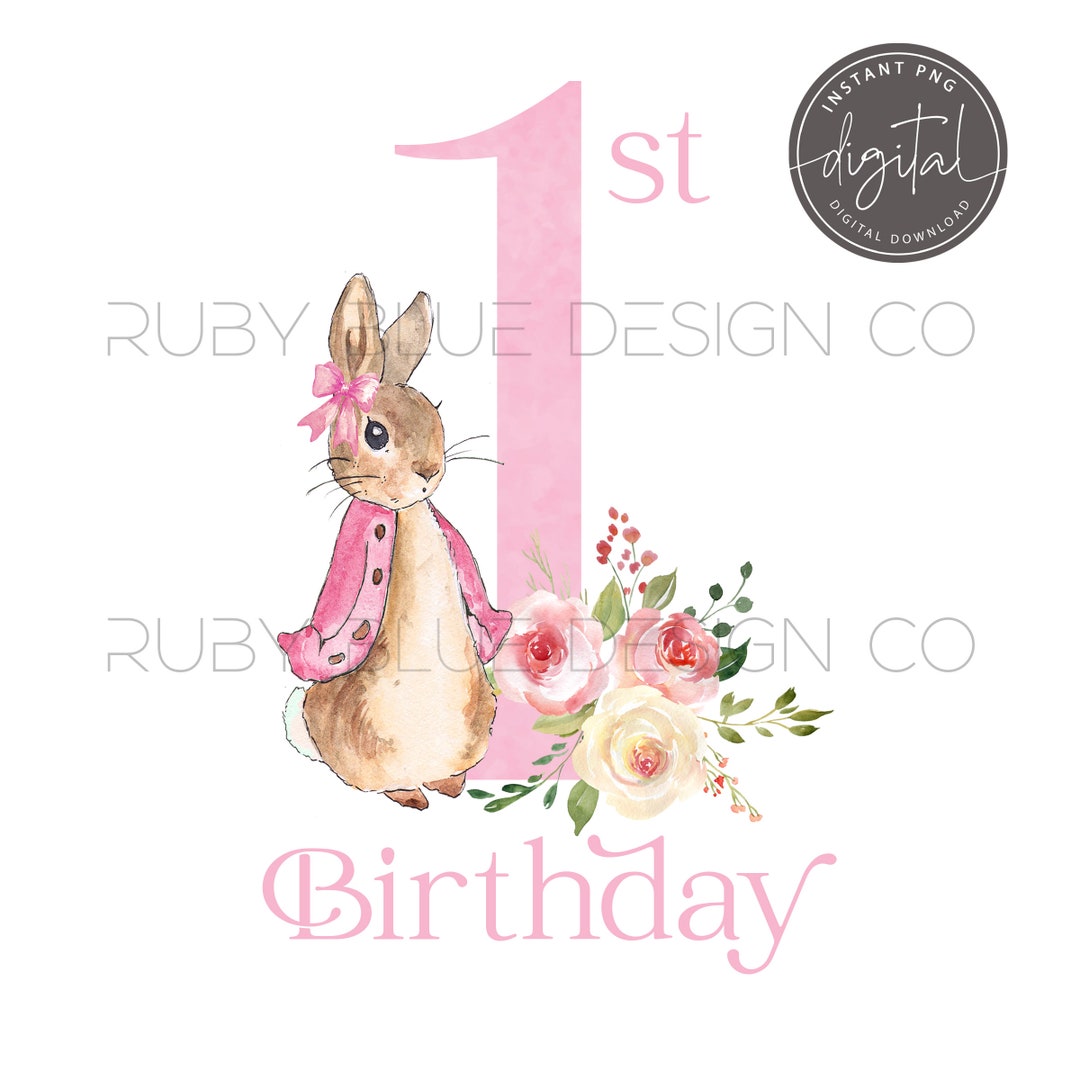 Flopsy Pink Peter Rabbit 1st Birthday PNG, Peter Rabbit Floral ...