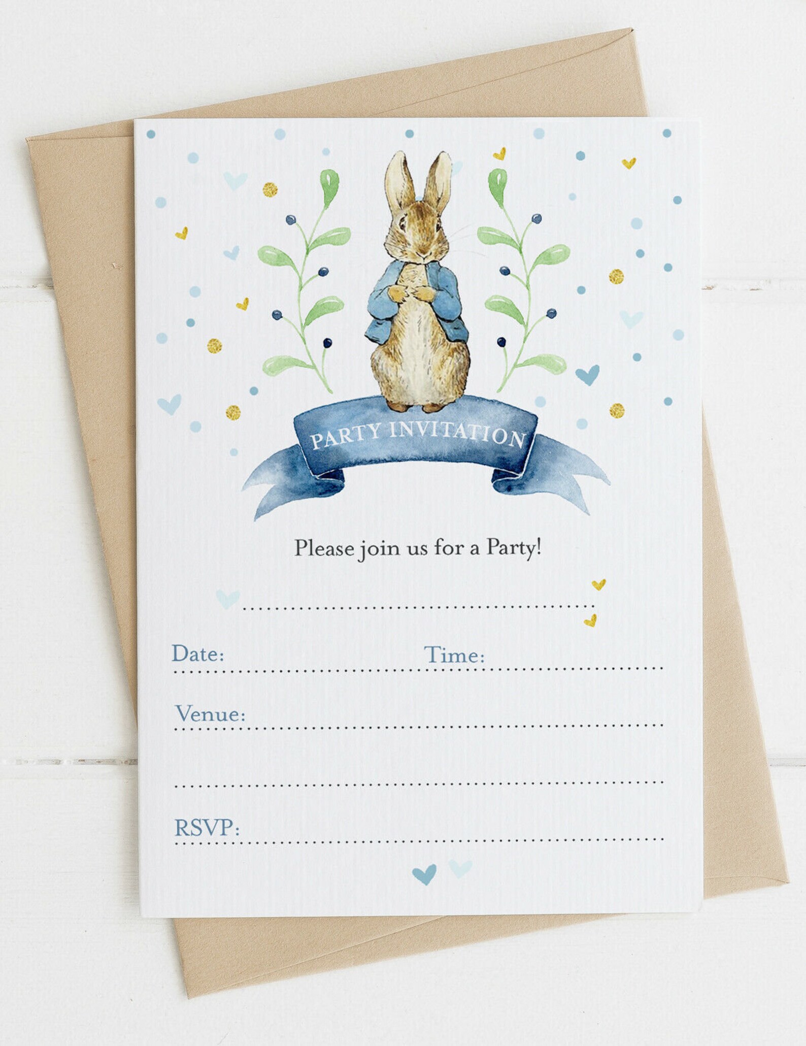 Peter Rabbit Blank Party Invitations, Pack of 25 - Etsy