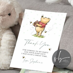 Personalised Winnie the Pooh Thank You Cards, Pooh Bear, Baby, Party ...