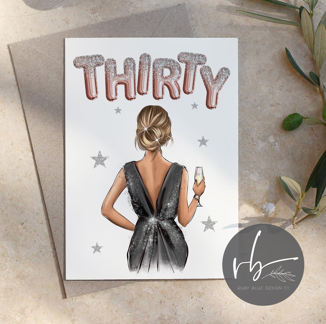 Digital 30th Birthday Card, Custom Portrait, 30 Birthday, Instant ...
