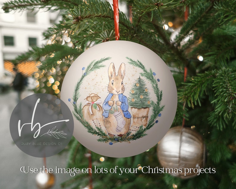 Peter Rabbit Christmas PNG Peter Rabbit Wreath Design Card - Etsy UK