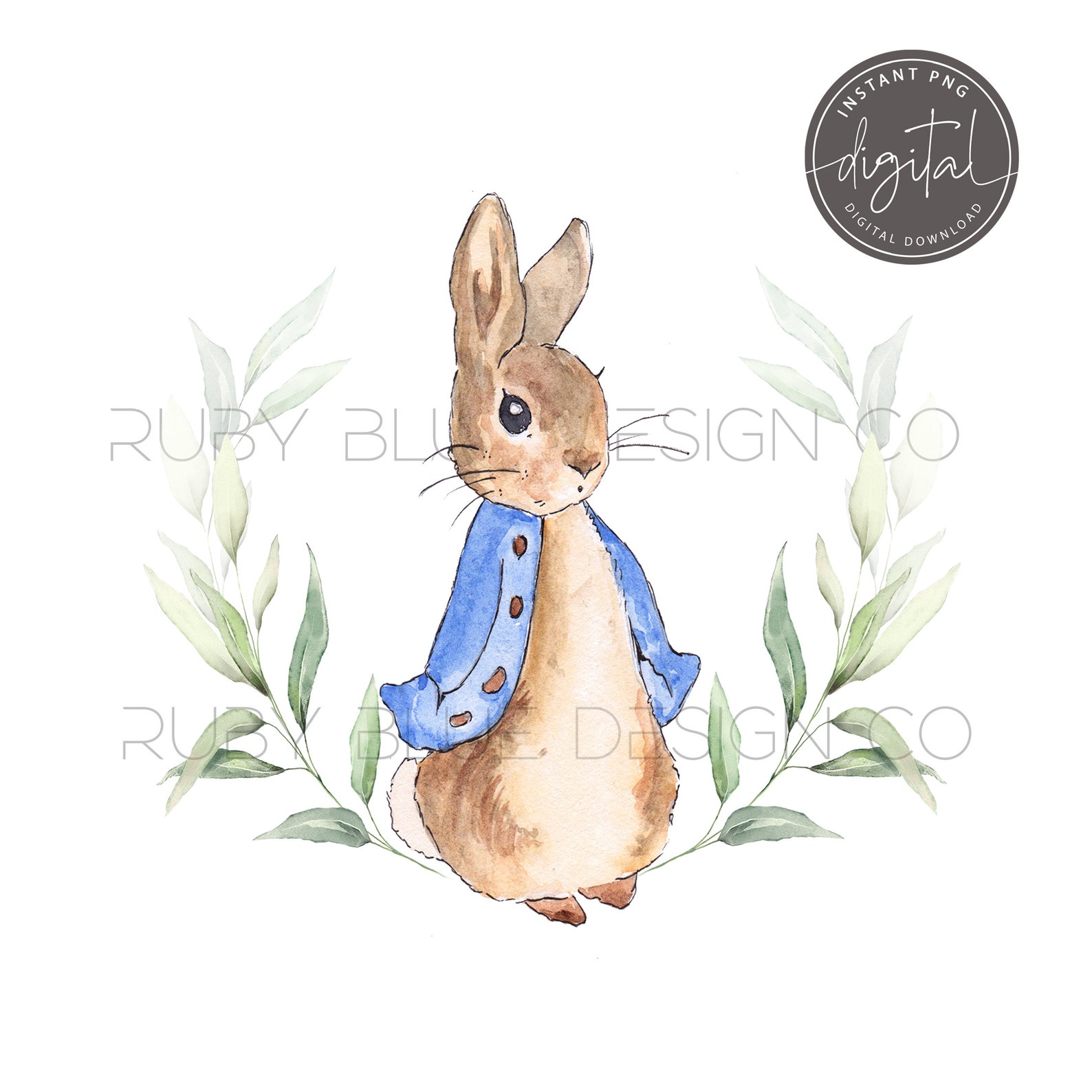 Peter Rabbit Blue Leaves PNG Peter Rabbit Digital Download - Etsy