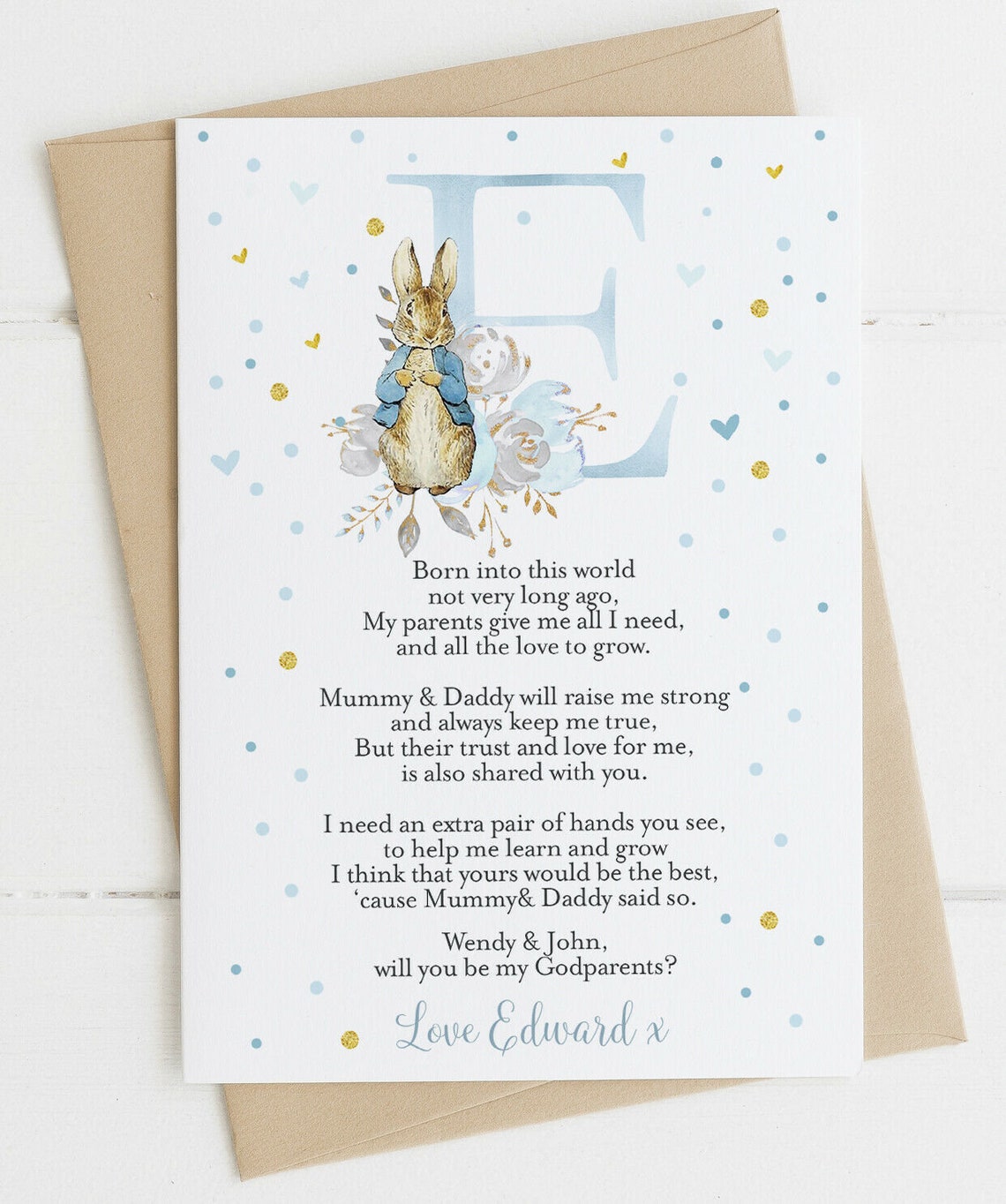 DIGITAL Personalised Peter Rabbit Initial Will You Be My | Etsy