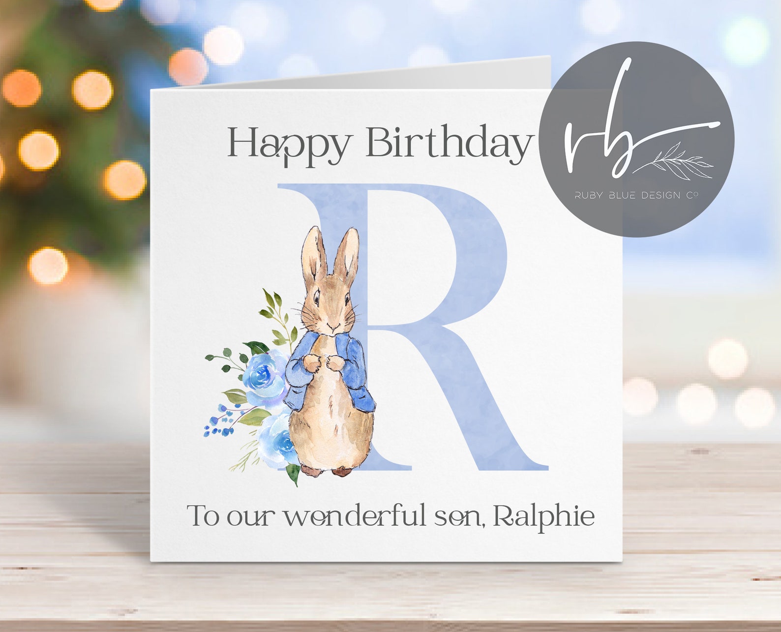 Peter Rabbit Initial Birthday Card personalised Peter Rabbit | Etsy