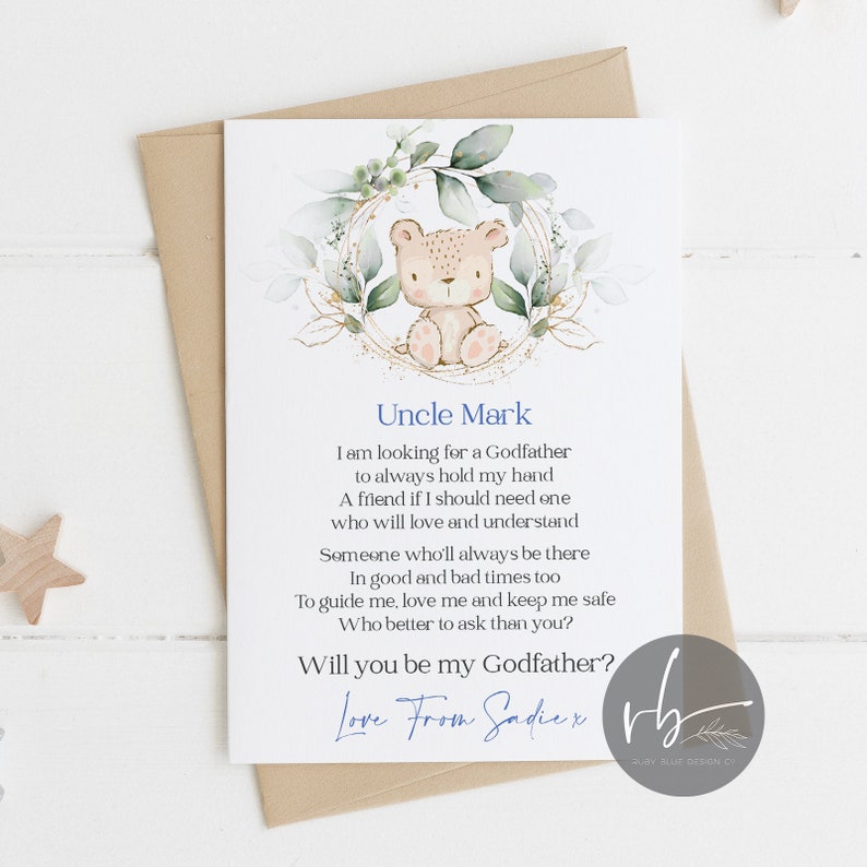 DIGITAL Will You Be My Godparents Proposal Poem Card - Etsy