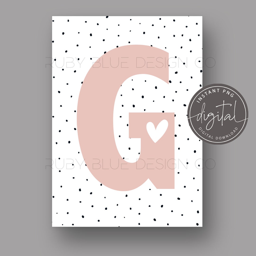 Pink Initial With Spotty Background PNG, Nursery Letter G Design, Card ...