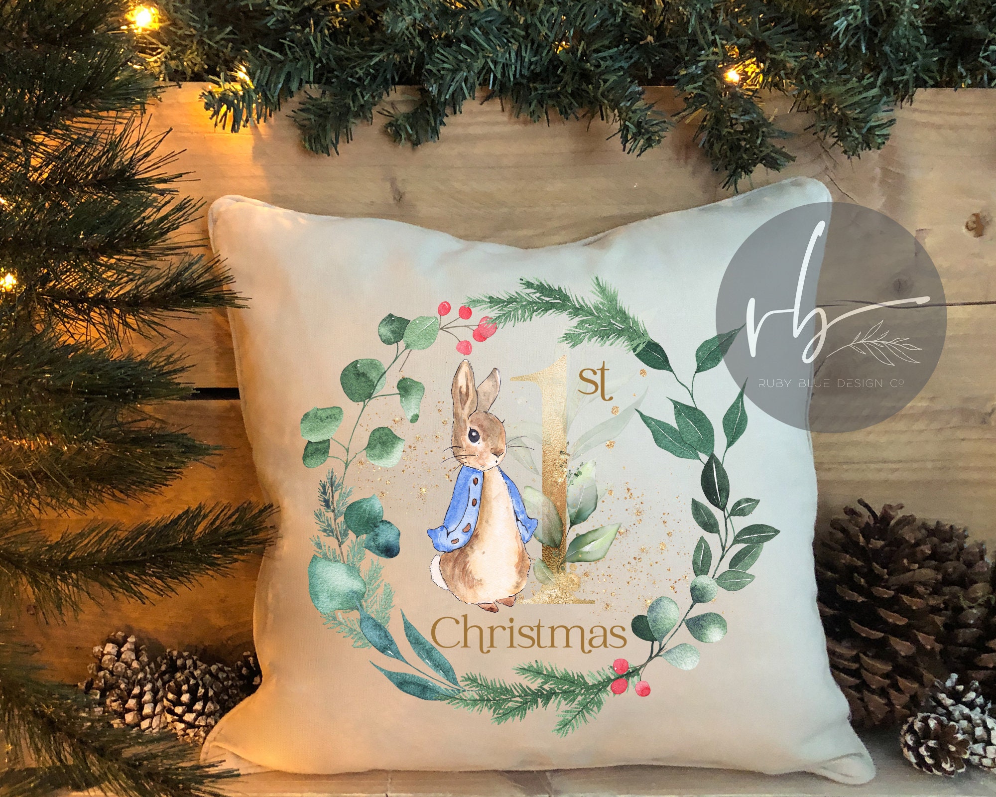 Peter Rabbit 1st Christmas PNG Peter Rabbit Faux Gold Foliage - Etsy