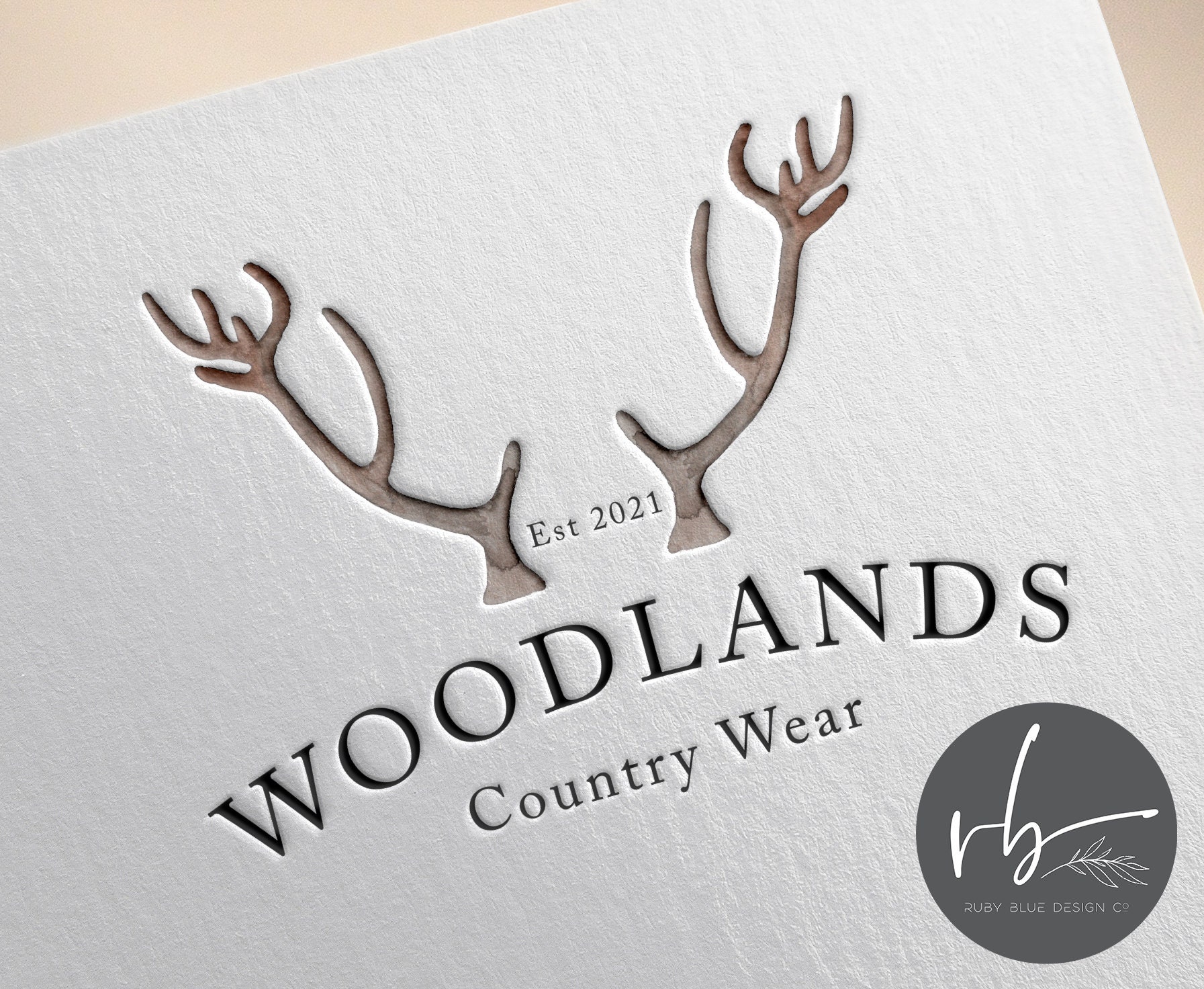 Pre-made Logo, Country Wear Logo Design, Antlers Logo, Rustic Logo ...